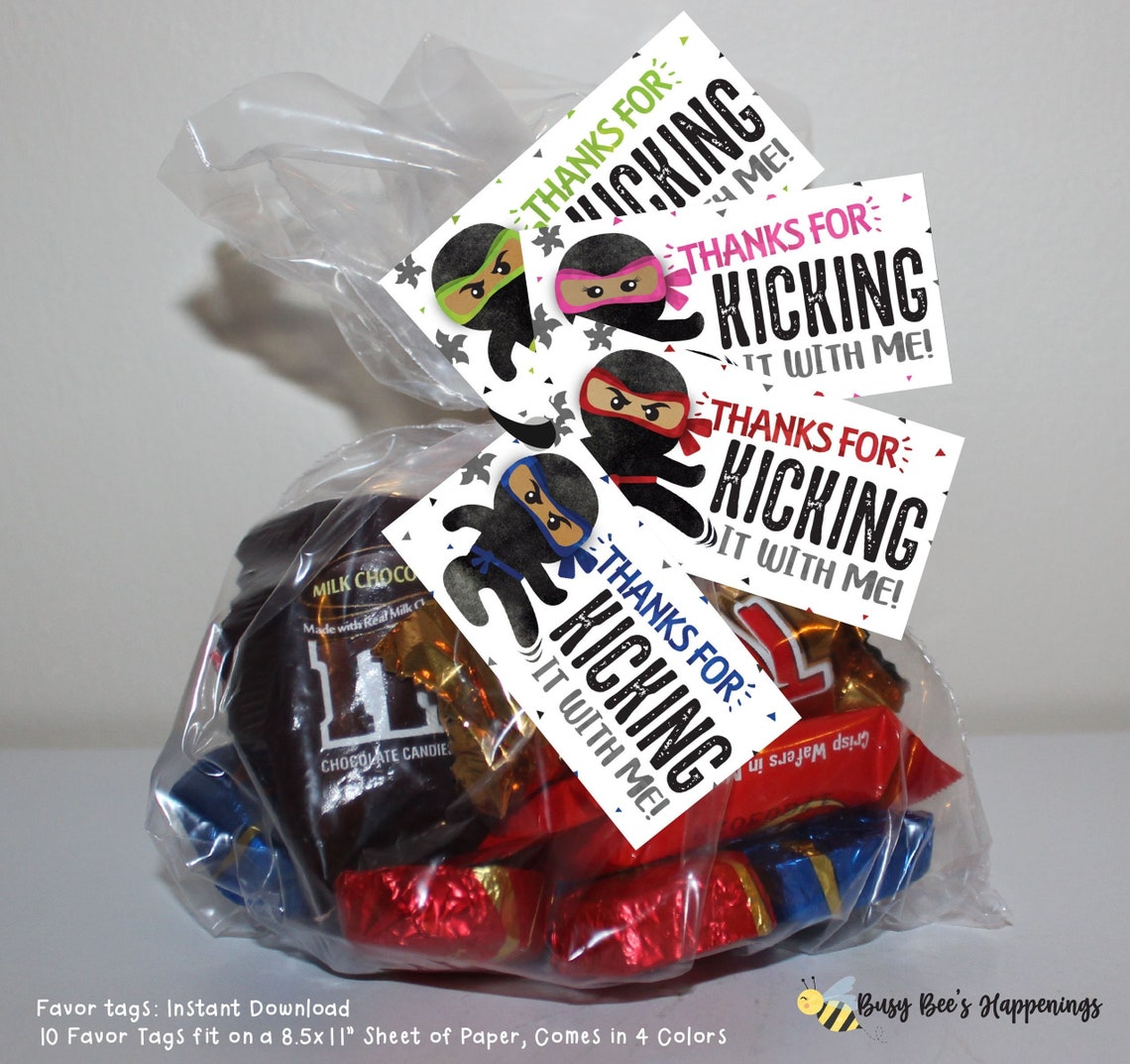 Ninja Favor Tags Ninja Birthday Party Ninja Goodie Bags | Etsy