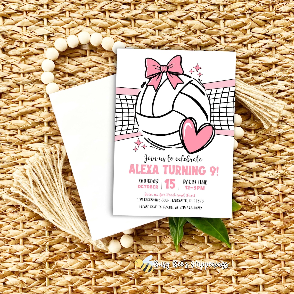 Girls Volleyball Birthday Invitation: Sporty Coquette Theme (digital ...