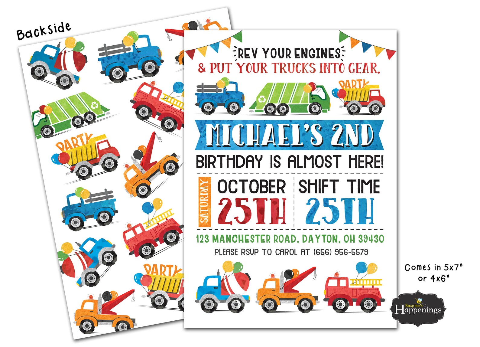 Transportation Birthday Invitation Truck Birthday Invite Car | Etsy