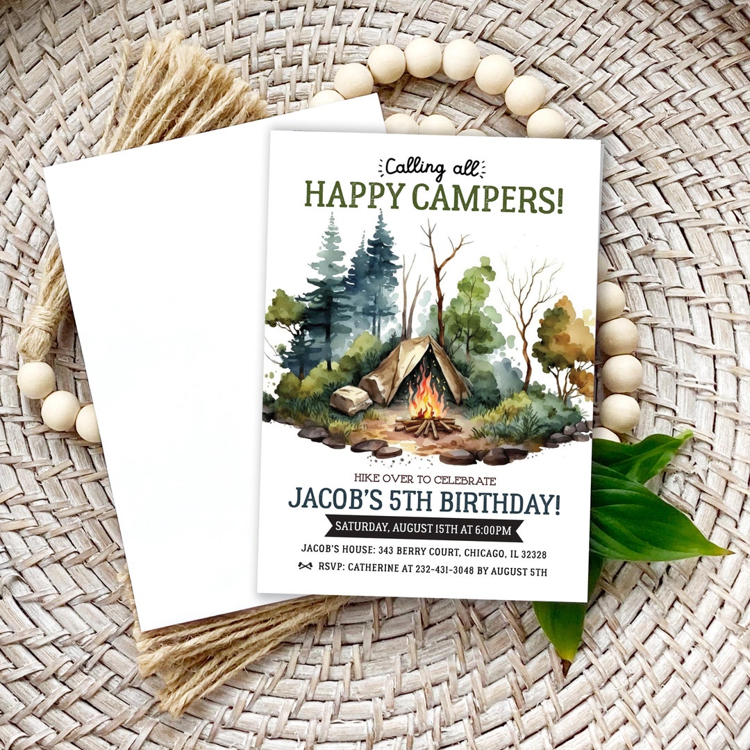 Camping Birthday Invitation: Wilderness Adventure Theme (printable) - Etsy