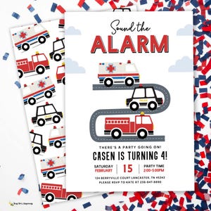 First Responders Birthday Invitation | Firefighter Police EMS Party ...