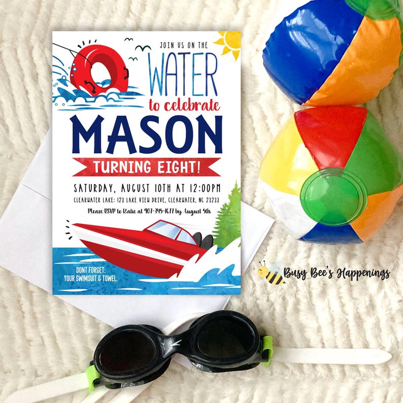 River Tubing Birthday Invitation: Editable Lake Party Template - Etsy