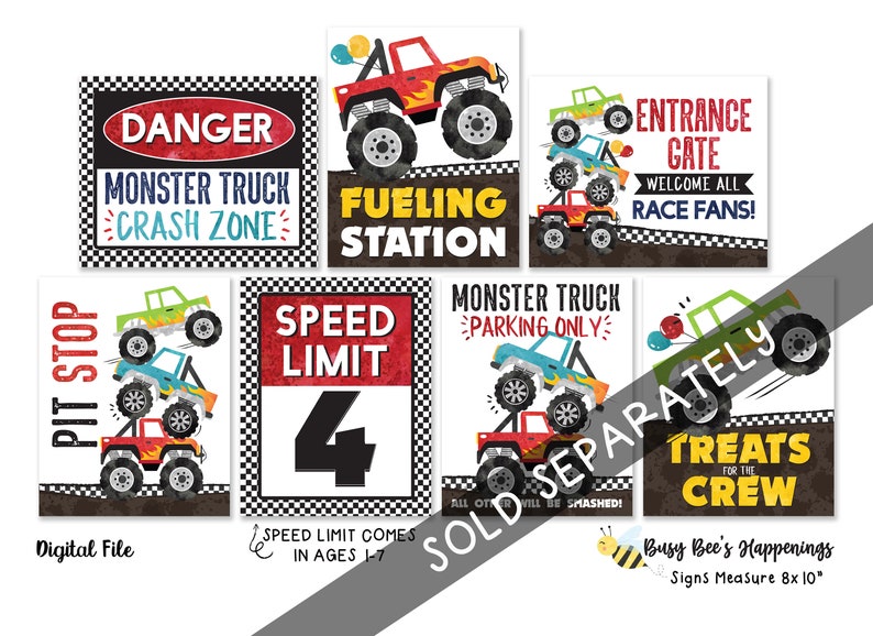 Monster Truck Birthday Milestone Sign: Party Decor (digital) - Etsy