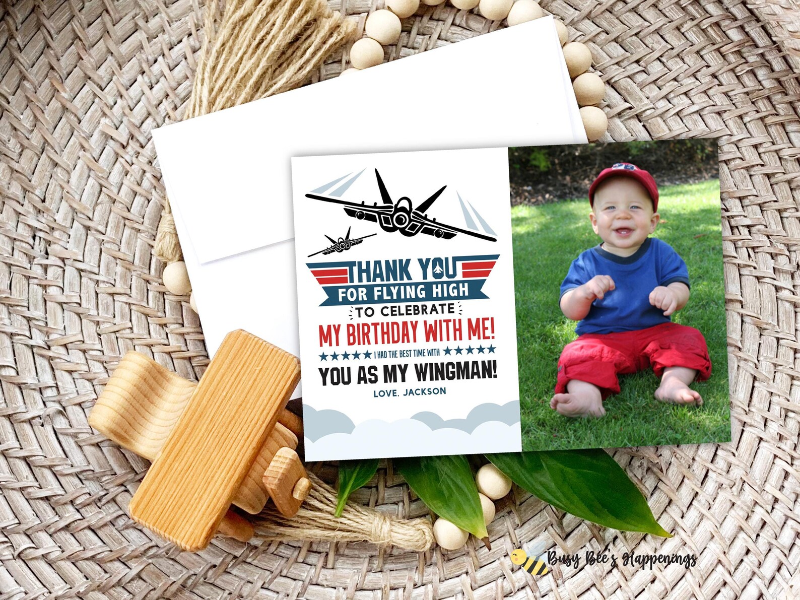 Fighter Jet Birthday Thank You Note: Airplane Pilot Party (printable ...