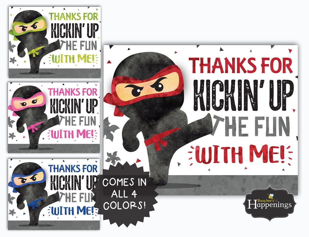 Ninja Birthday Thank You Ninja Birthday Party Ninja Party Thank You ...