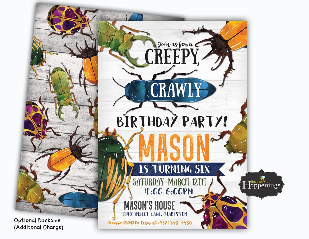 Bug Birthday Invitation Bug Party Birthday Invite Bug Invitation Bug ...