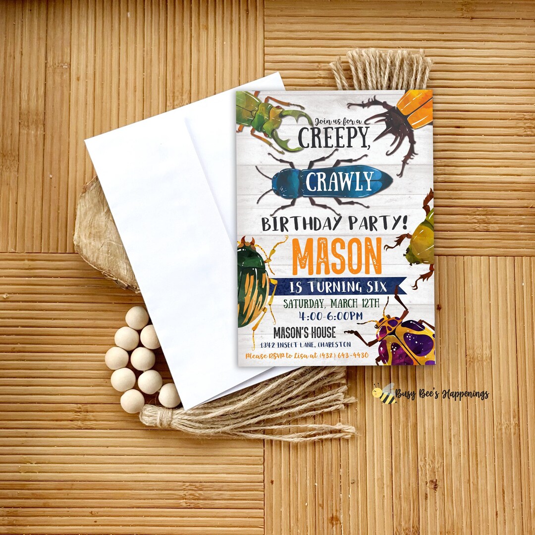Bug Birthday Invitation: Editable Insect Garden Party Invite (PDF/JPEG ...