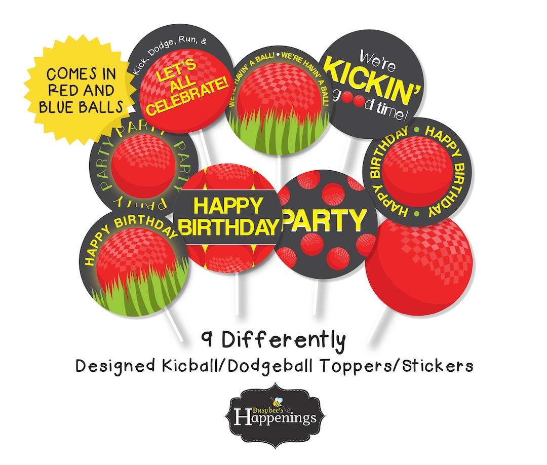 Kickball Cupcake Toppers Dodge Ball Cupcake Toppers Kickball Birthday ...