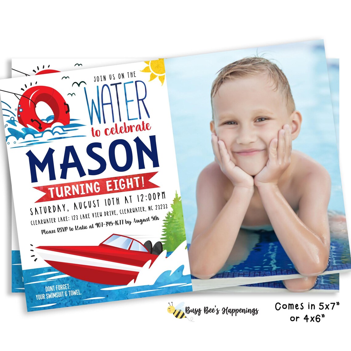 River Tubing Birthday Invitation: Editable Lake Party Template - Etsy