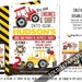 Backhoe Birthday Invitation Tractor Birthday Invitation - Etsy