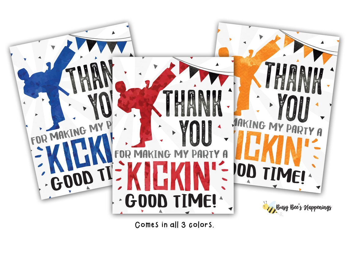 Karate Birthday Thank You Karate Party Thank You Ninja - Etsy