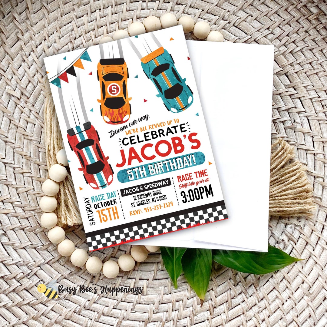 Race Car Birthday Invitation: Editable Speedway Party Invite - Etsy