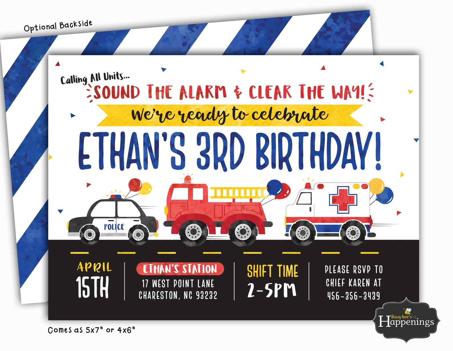First Responders Birthday Invitation First Responders Invite - Etsy