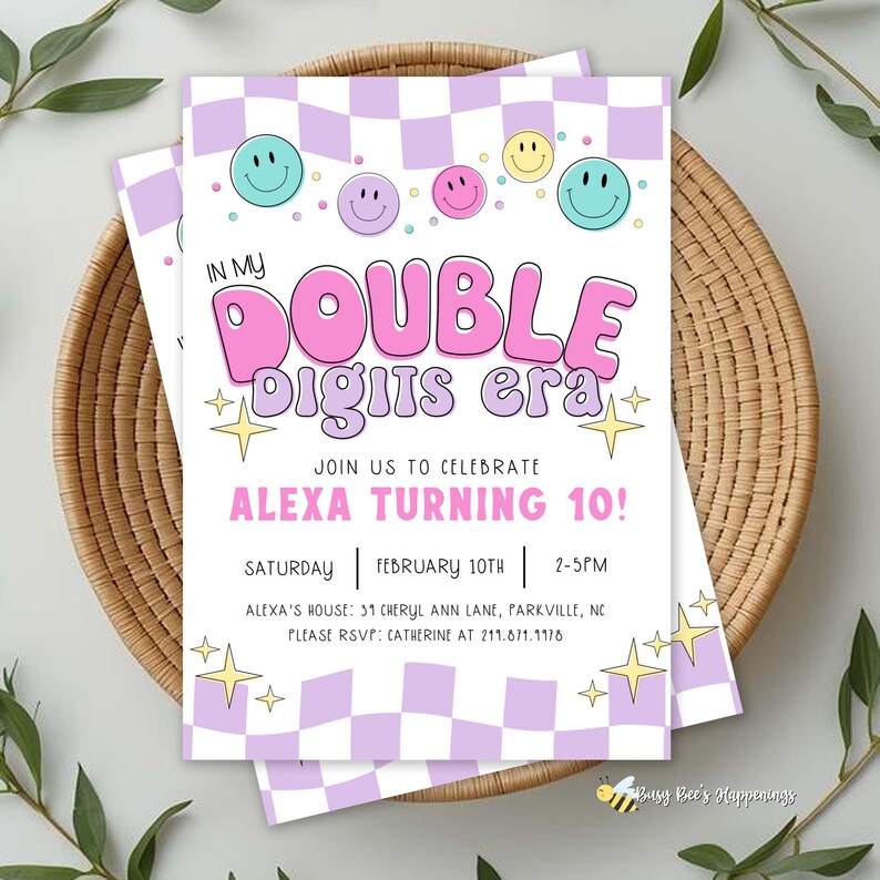 Double Digits Era Birthday Invitation, Girl Tween Birthday Party Invite ...
