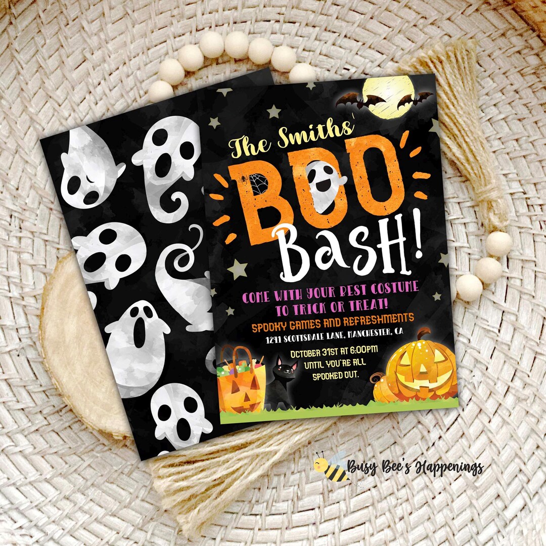 Halloween Boo Bash Party Invitation, Ghost Pumpkin Invite (digital) - Etsy