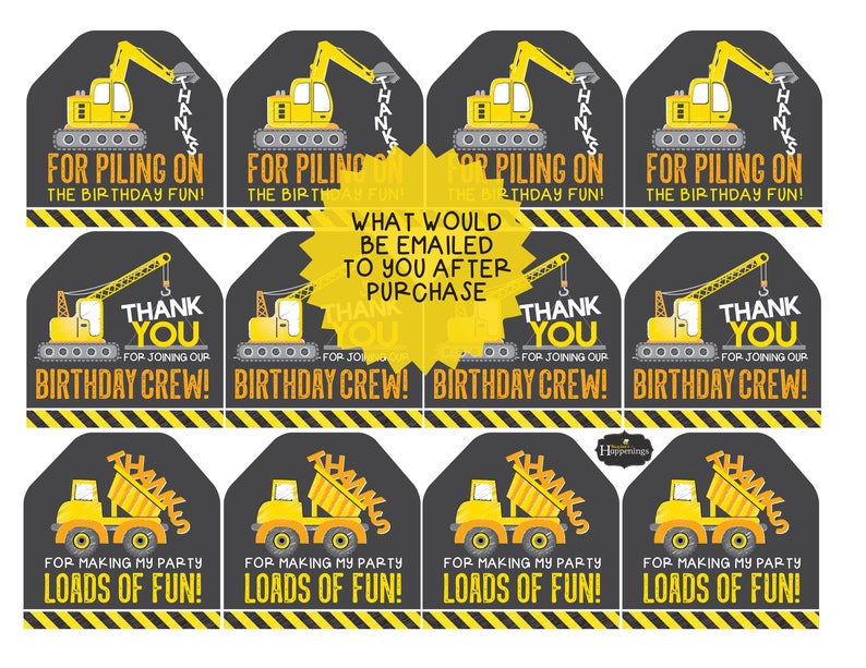 Construction Favor Tags Construction Birthday Party Dump Truck - Etsy