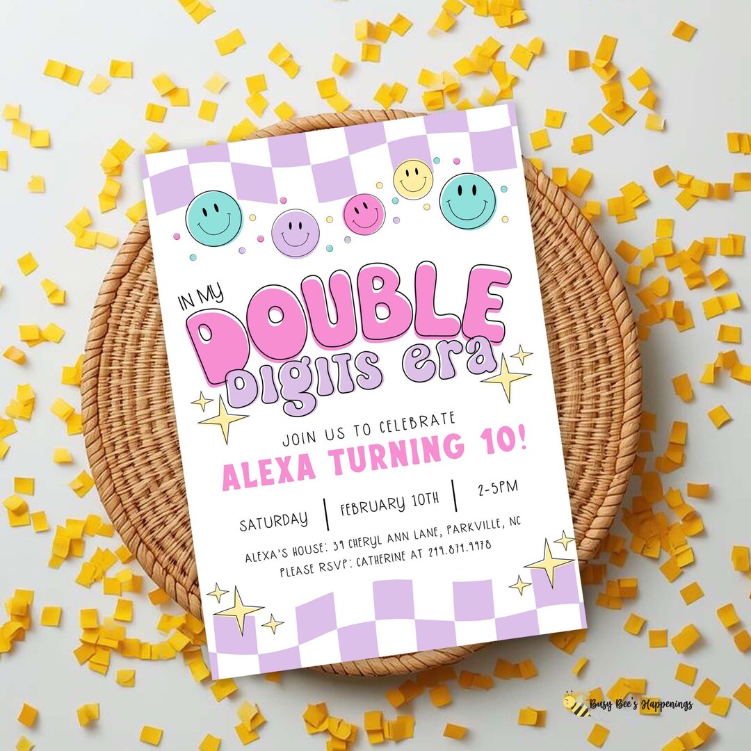 Double Digits Era Birthday Invitation, Girl Tween Birthday Party Invite ...
