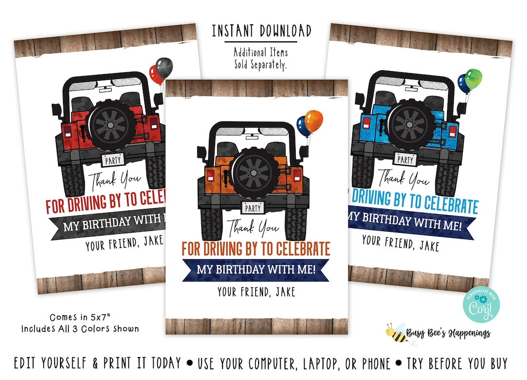 4x4 Thank You Note Truck Thank You Note SUV Thank You Note - Etsy