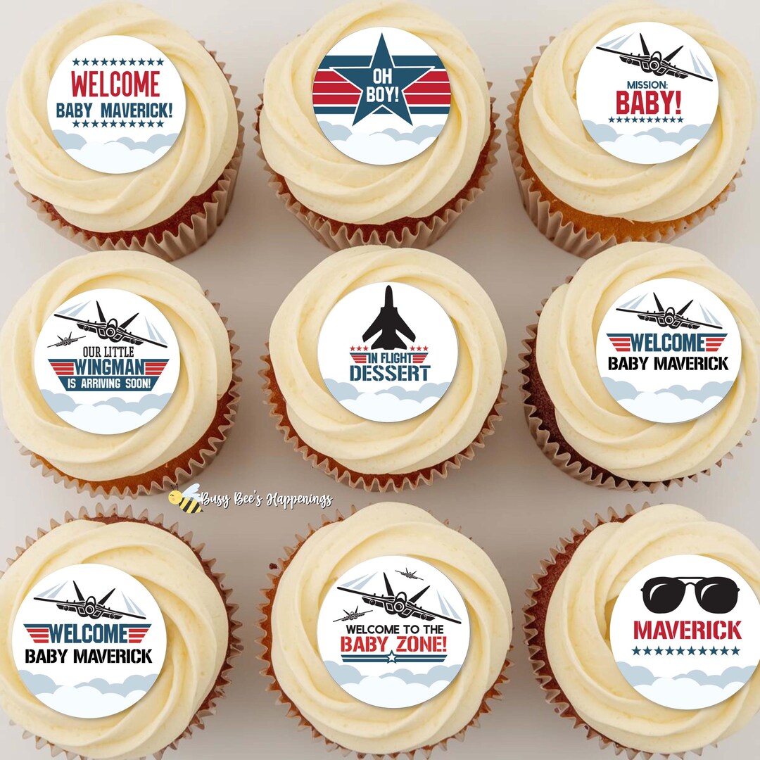 Fighter Jet Baby Shower Cupcake Toppers: Pilot Party (digital File) - Etsy