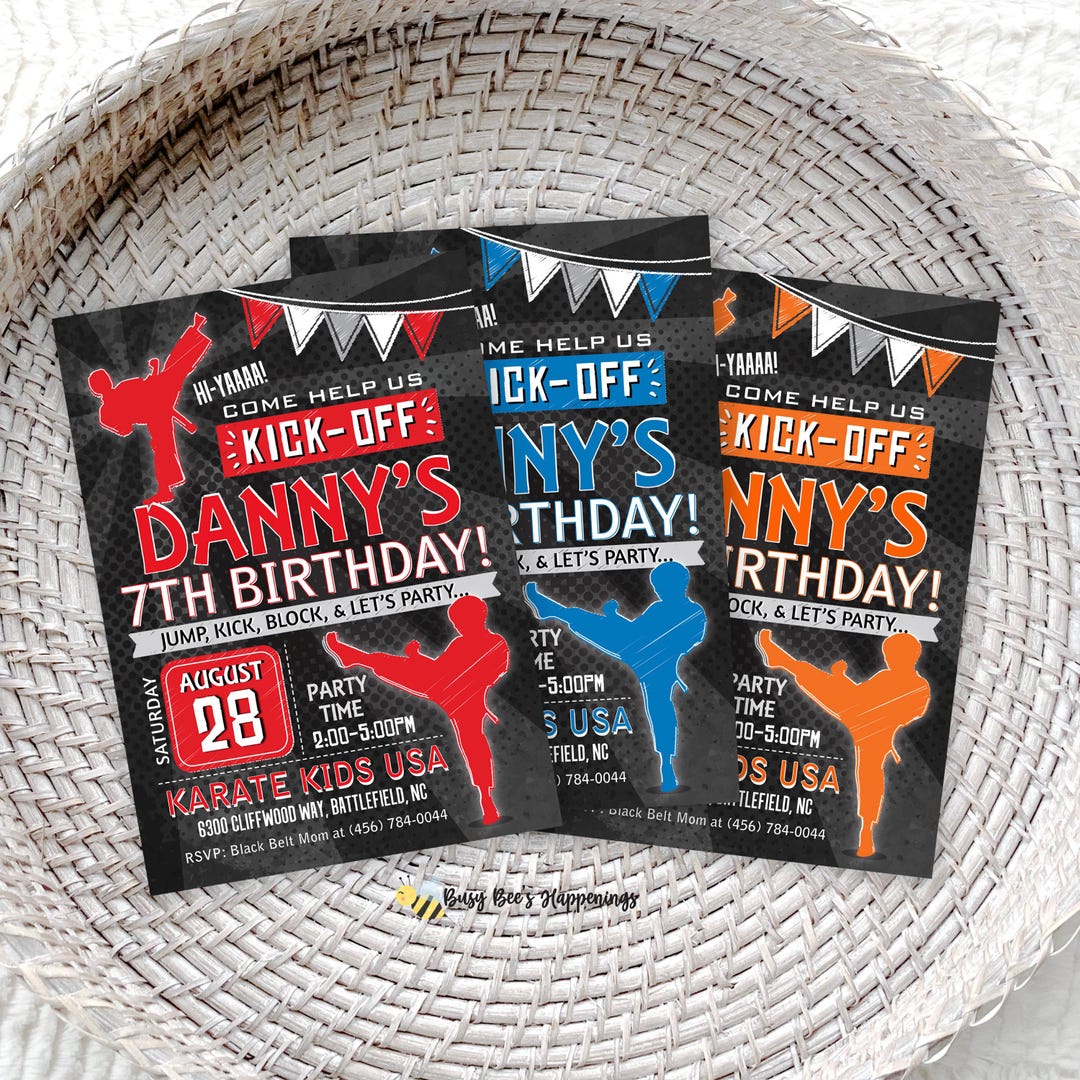 Karate Birthday Invitation Template: Editable Martial Arts Party ...