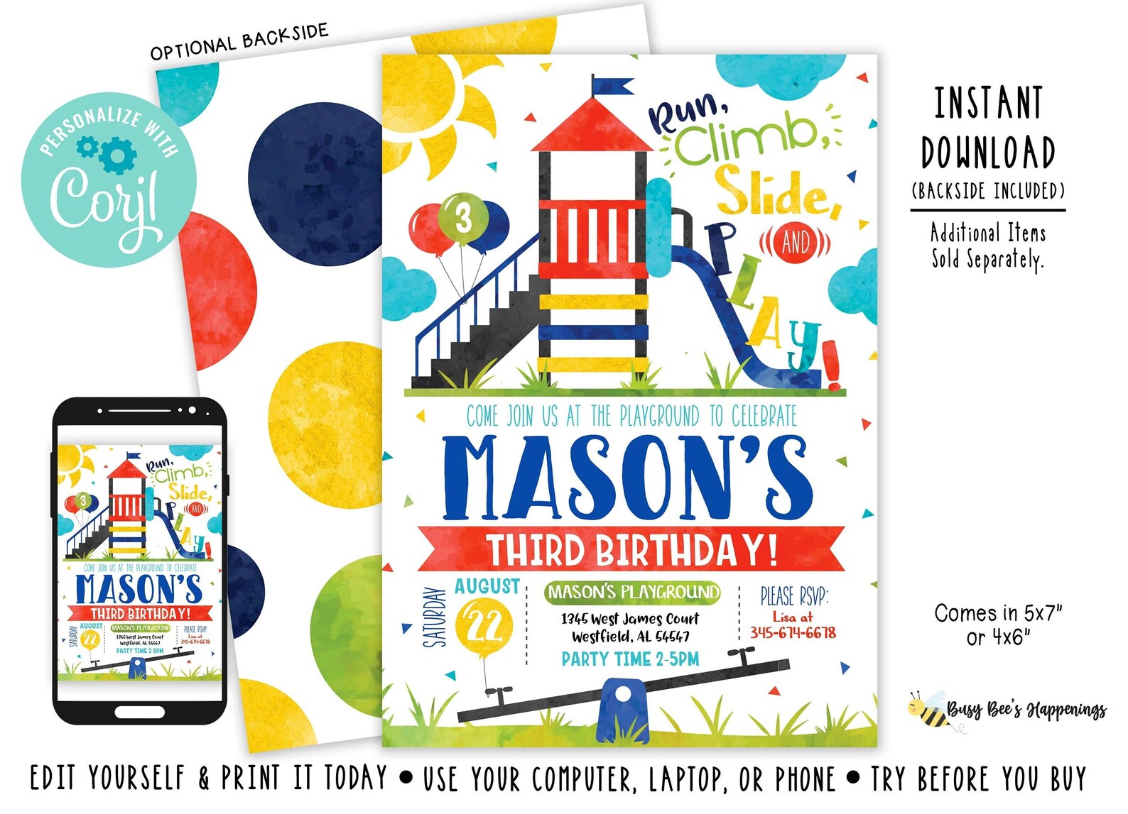 Playground Birthday Invite Playground Invitation Swing Set - Etsy