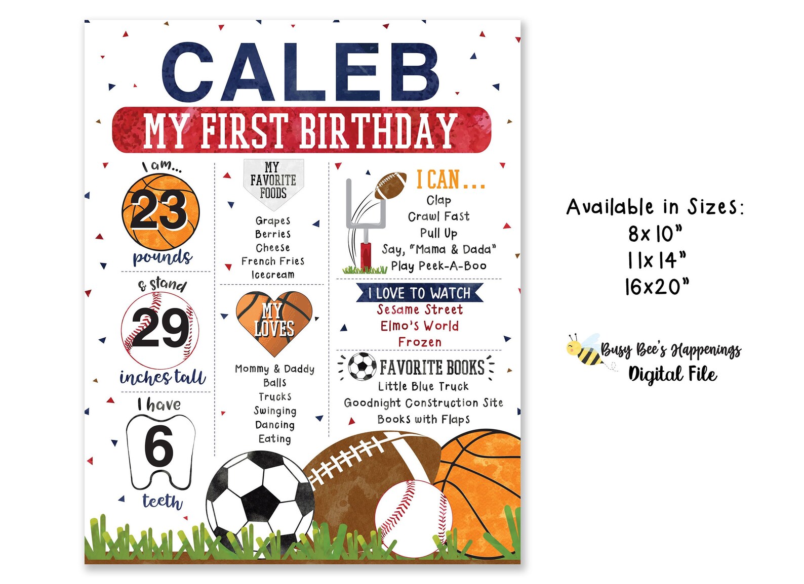 Sports Milestone Sign Sports Birthday Sports Stats Poster | Etsy
