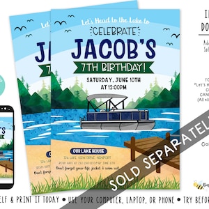 Pink Pontoon Boat Birthday Invitation: Girl Lake Party - Etsy