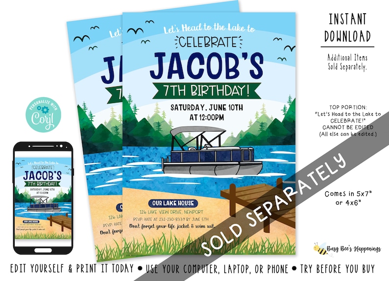Pink Pontoon Boat Birthday Invitation: Girl Lake Party - Etsy