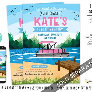 Pontoon Birthday Invitation Boat Birthday Lake Birthday Invitation ...