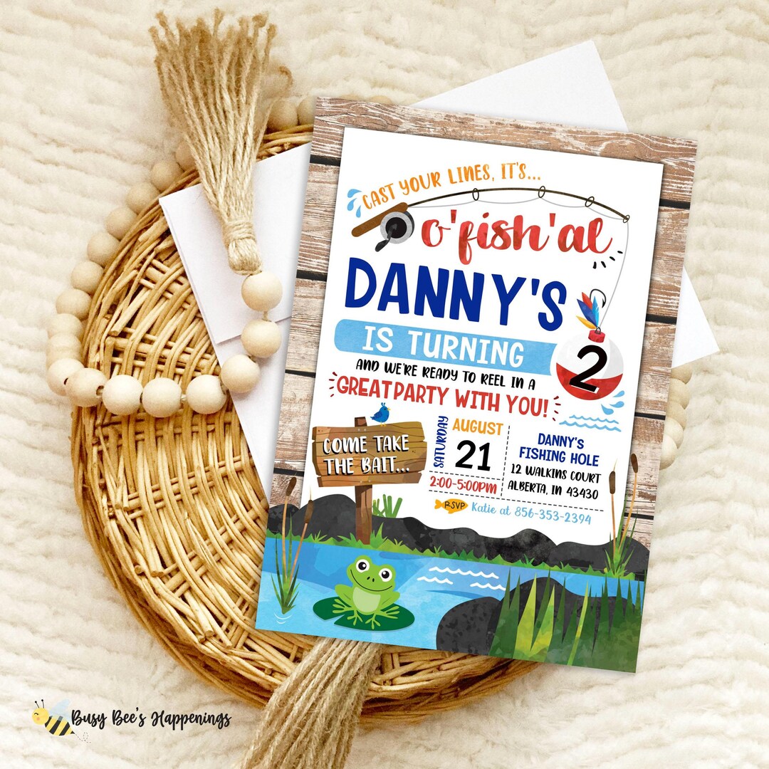 Fishing Birthday Invitation, Second Birthday Fishing Invite, Editable ...