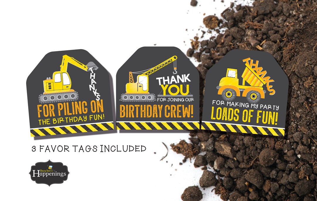 Construction Favor Tags Construction Birthday Party Dump Truck - Etsy