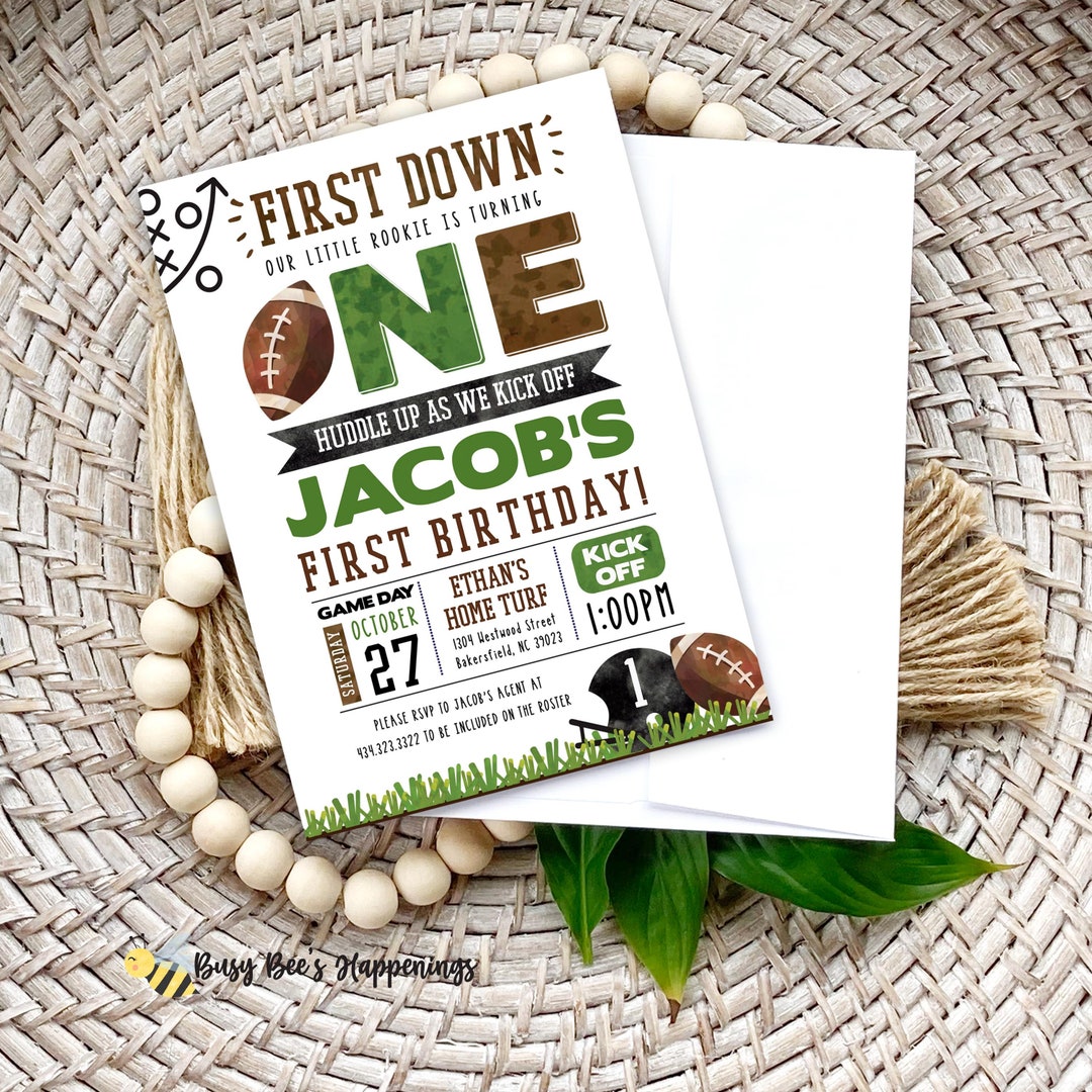 Football 1st Birthday Invitation: Rookie Year Party (digital Download ...