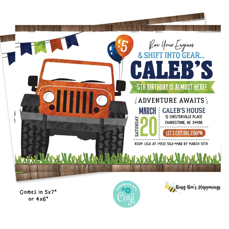 Orange Truck 4x4 Birthday Invitation: Off-road Adventure (digital File ...
