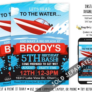 Boat Birthday Invitation Speed Boat Birthday Nautical Birthday ...