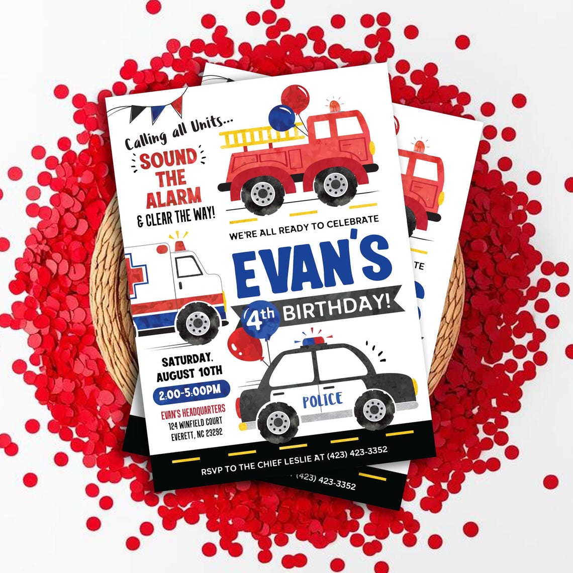 First Responders Birthday Invitation: Emergency Response Party Invite ...