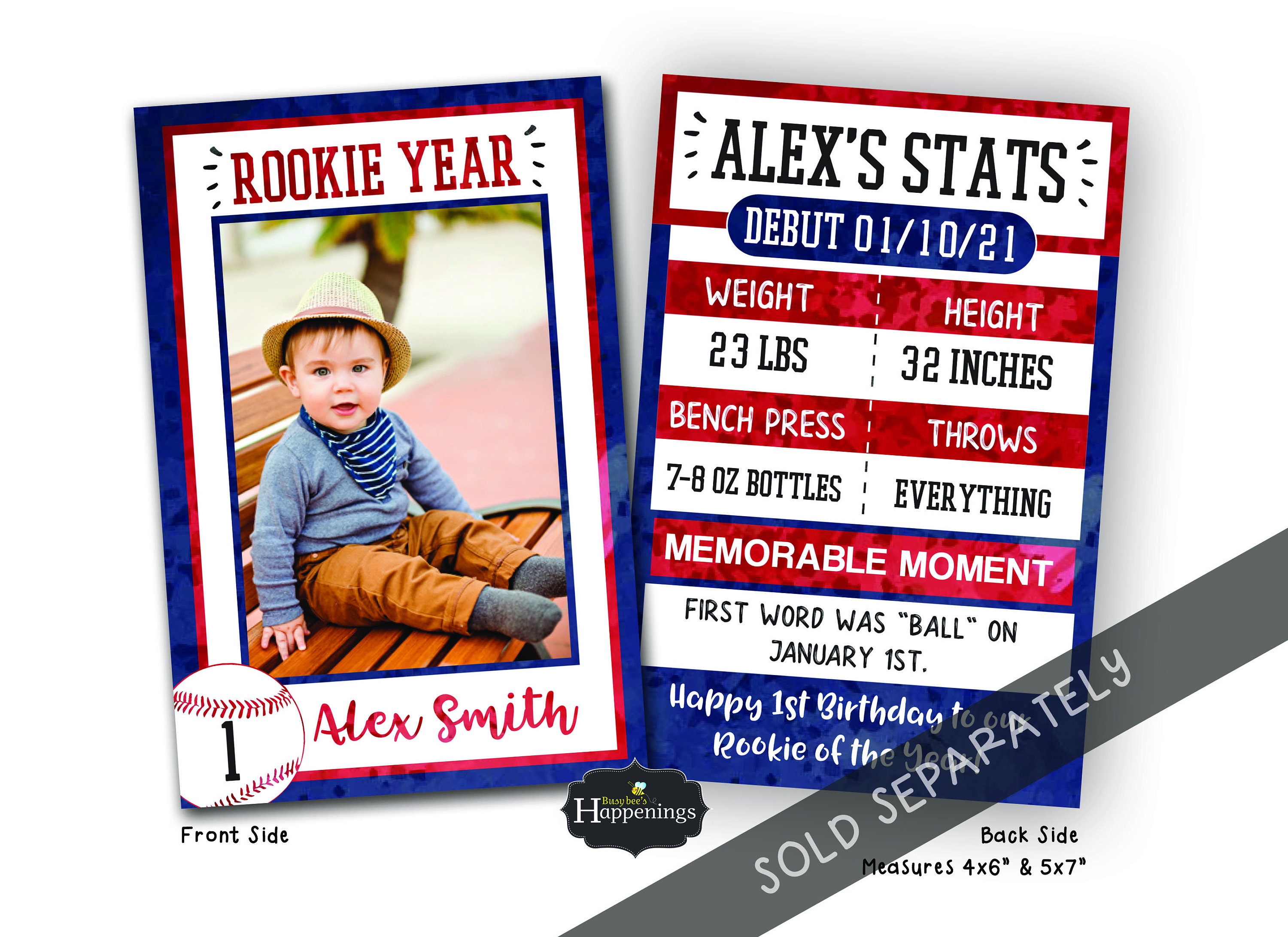 Baseball Birthday Thank You Card Rookie of the Year Thank You - Etsy