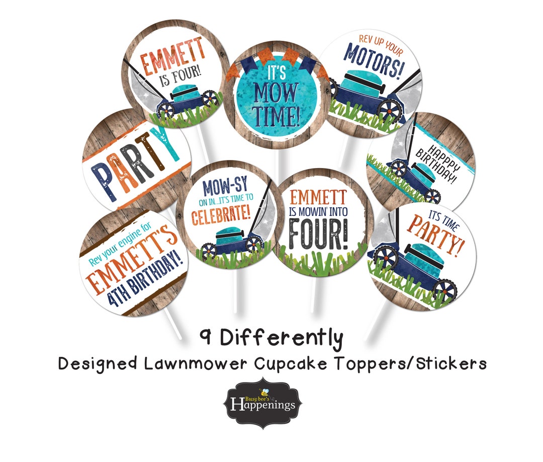 Lawn Mower Cupcake Toppers Tractor Birthday Cupcake Toppers Lawnmower ...