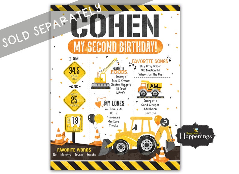 Construction Birthday Invitation Backhoe Third Birthday - Etsy
