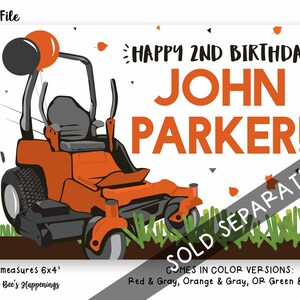 Orange Zero Turn Lawnmower Birthday Signs: Tractor Party Decor (digital ...