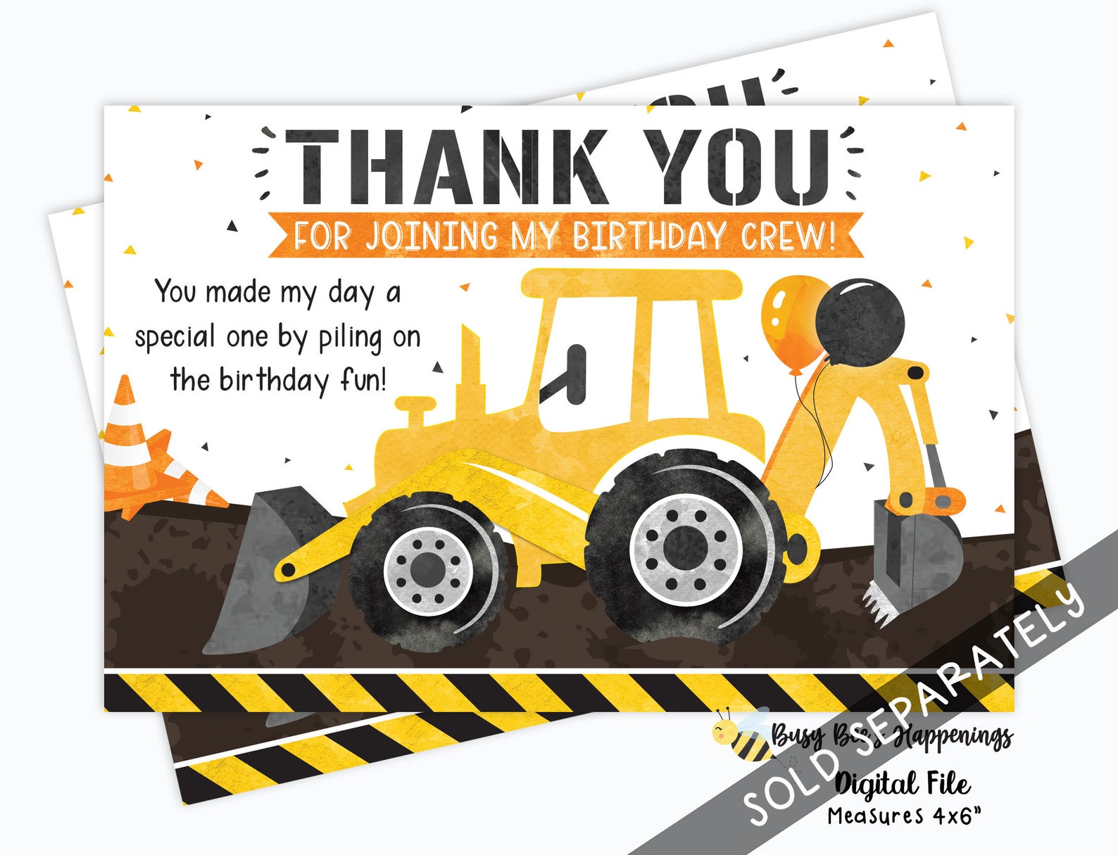 Construction Birthday Invitation Backhoe Construction Invite - Etsy