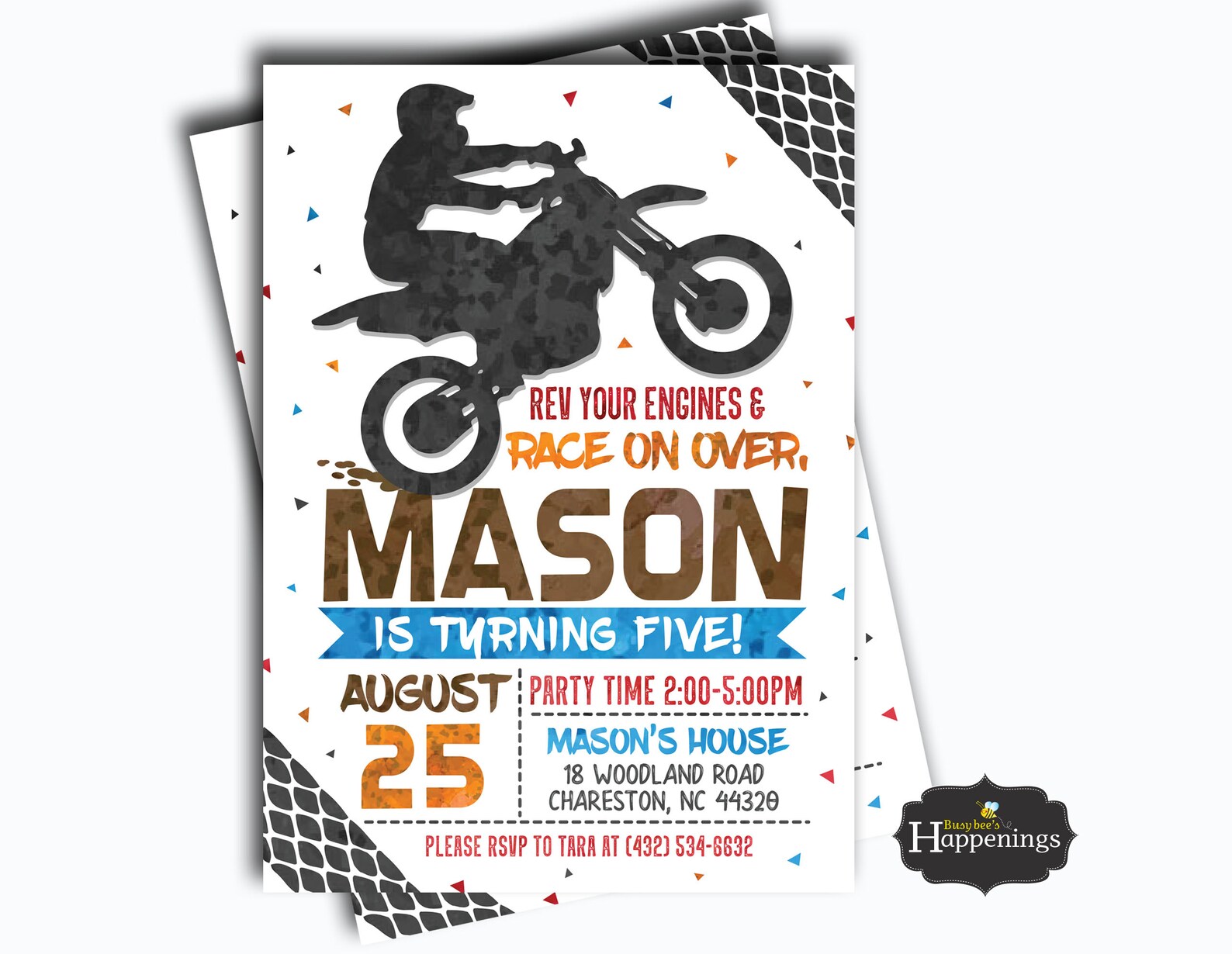 Motorcycle Birthday Invitation Mud Bike Birthday Invite Motor | Etsy
