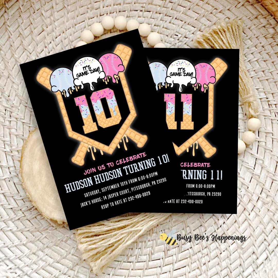 Editable Drip Birthday Party Invitation, Digital Baseball Birthday ...