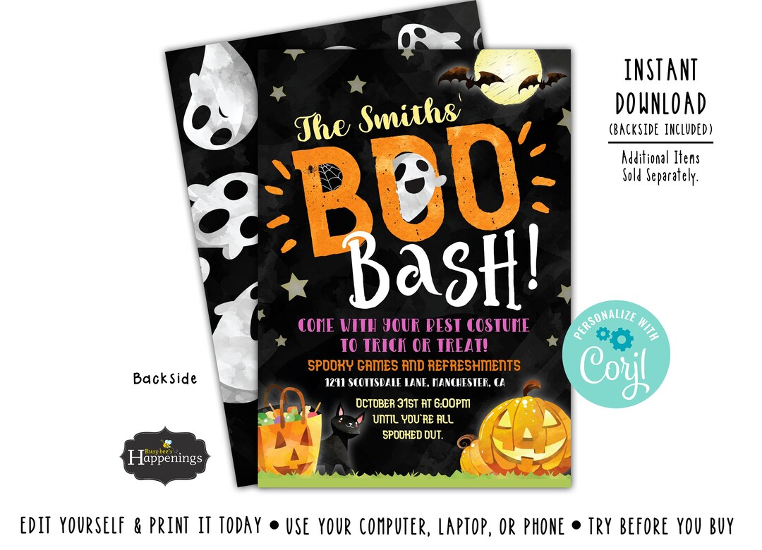 Boo Bash Invite Boo Bash Halloween Party Halloween Invite Halloween ...
