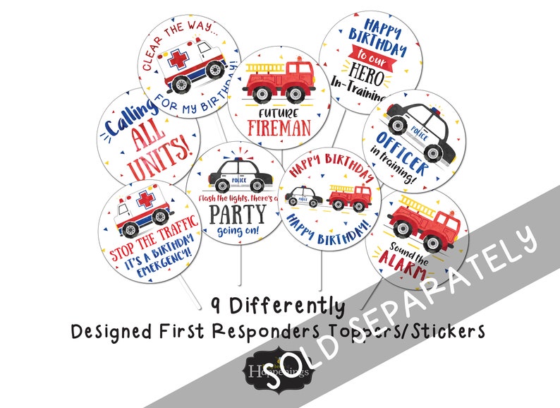 Fire Truck Favor Tags First Responders Favor Tags Police - Etsy