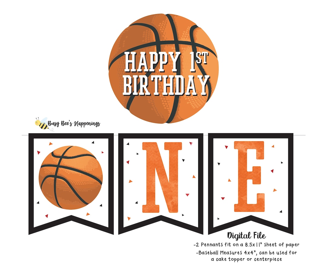 Basketball First Birthday Banner Basketball Highchair Banner Basketball ...