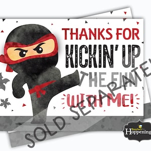 Ninja Birthday Favor Tags, Ninja Party Thank You Tag, Karate Martial ...