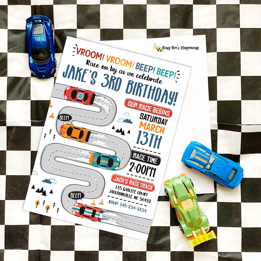 Editable Race Car Invitation Invite Digital Birthday Party, Racing ...
