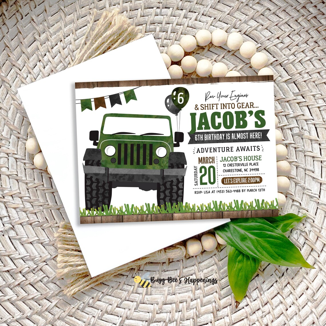 Off Road Camoflauge Truck Birthday Invitation: 4x4 Adventure (5x7 or ...