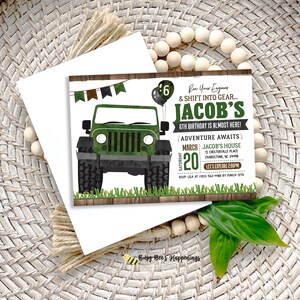 Off Road Truck Birthday Invitation, 4x4 Birthday Invitation, Army Truck ...