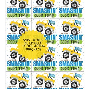 Monster Truck Birthday Favor Tags Monster Truck Favor Tag Truck Favor ...